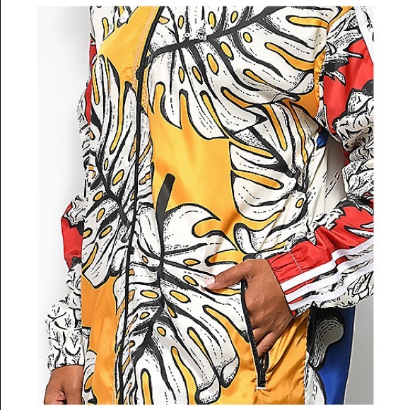 adidas | Jackets & Coats | Adidas X Farm Yellow Palm Windbreaker Jacket ...